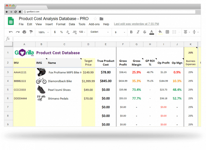 Amazon Business Spreadsheets to Improve Your FBA Operations - Gorilla ROI