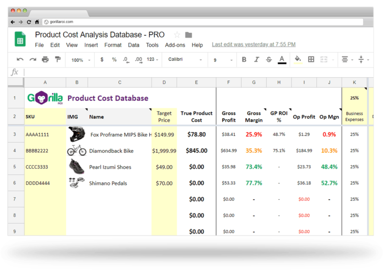 Amazon Business Spreadsheets to Improve Your FBA Operations - Gorilla ROI